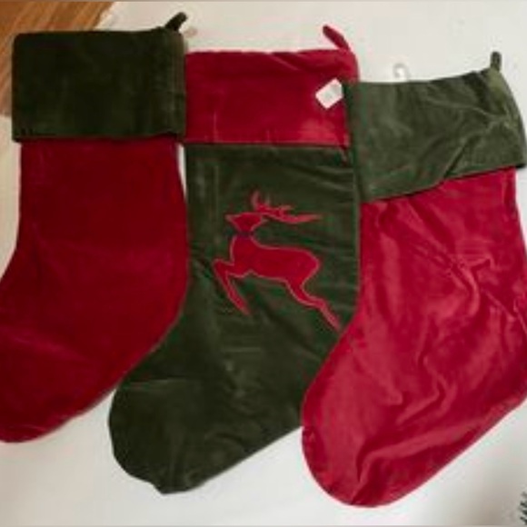 Pottery Barn | Holiday | Set Of 3 Pottery Barn Large Velvet Stockings ...